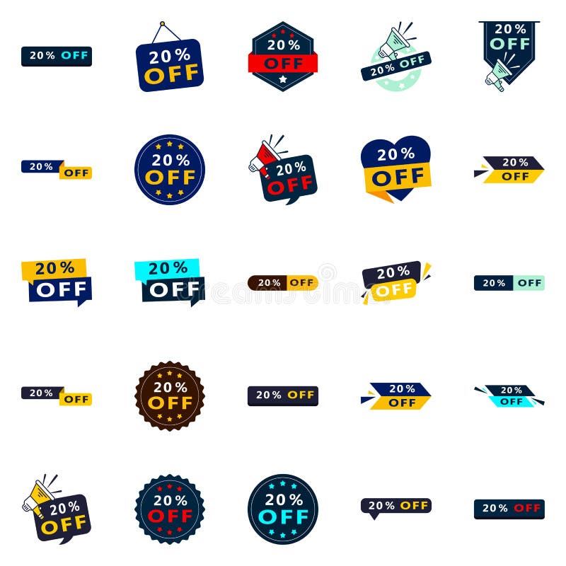Boost Your Sales with Our Pack of 25 20 Off Banners Stock Vector ...
