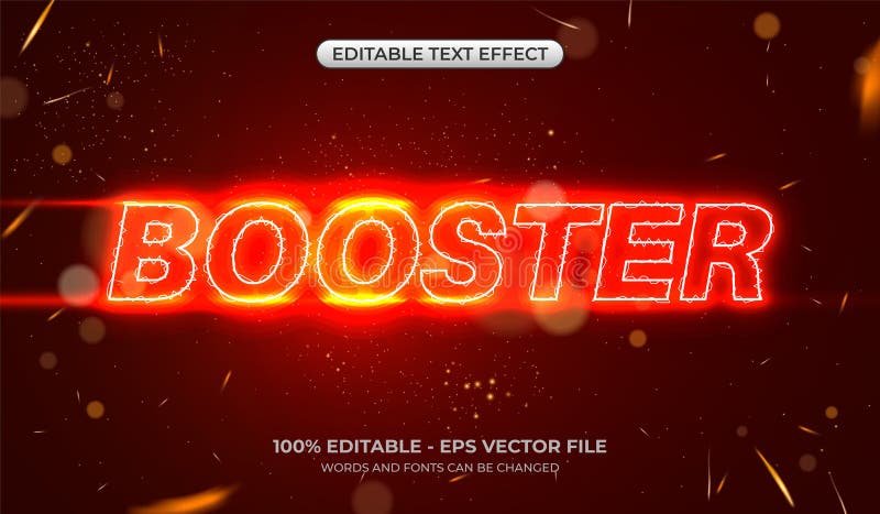 Booster Text Effect. Editable Red Neon Text Effect with Sparks and ...