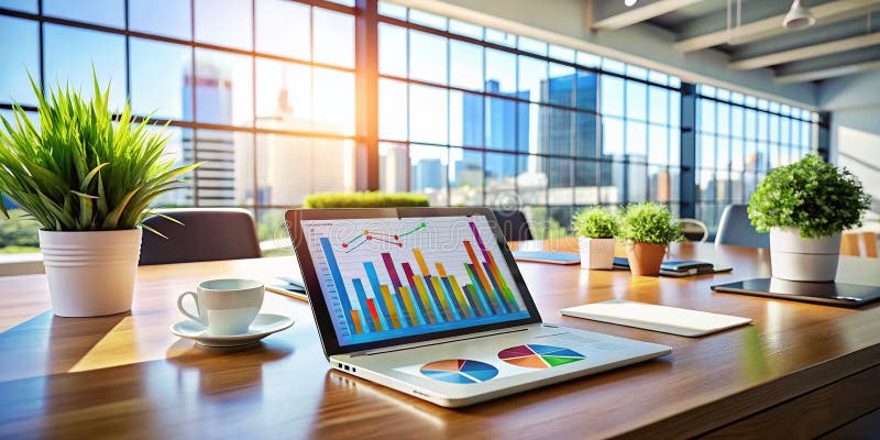 Boosting Productivity in a Modern Office a Tablet Displaying Dynamic ...