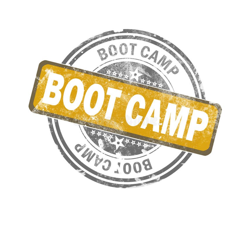 Boot Camp Now Yellow Vintage Stamp Stock Illustration - Illustration of ...