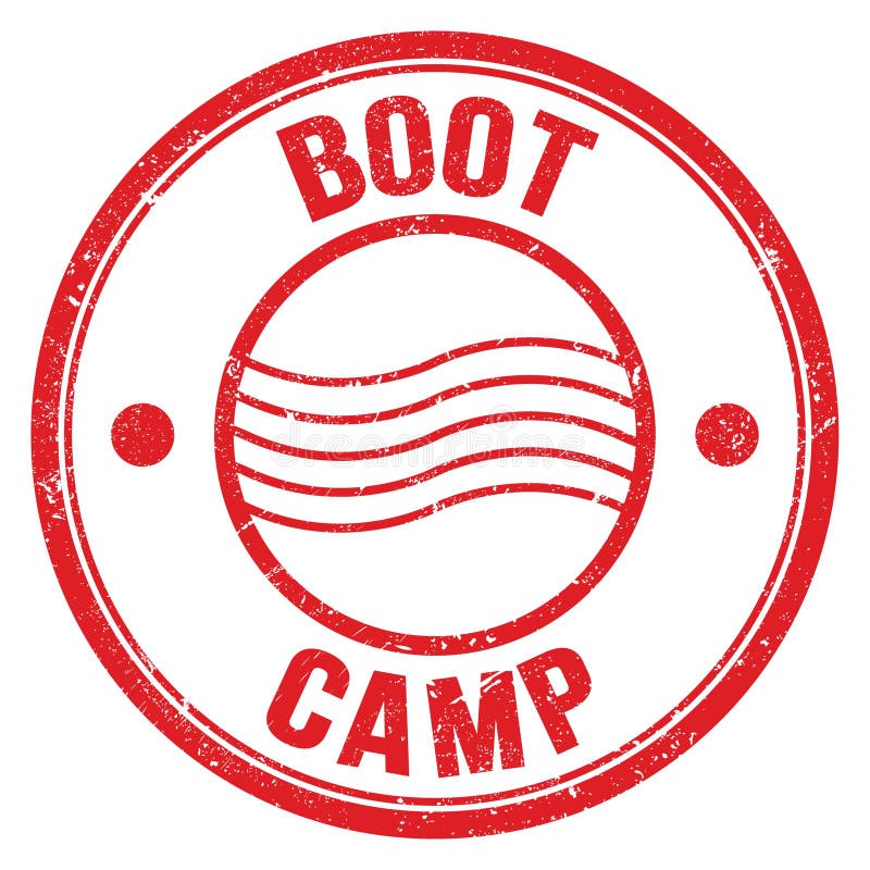 BOOT CAMP Text on Red Round Postal Stamp Sign Stock Illustration ...