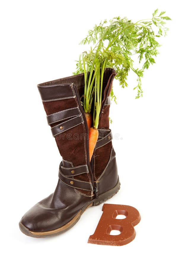 Boot with Carrot for Dutch Sinterklaas Stock Photo - Image of holland ...