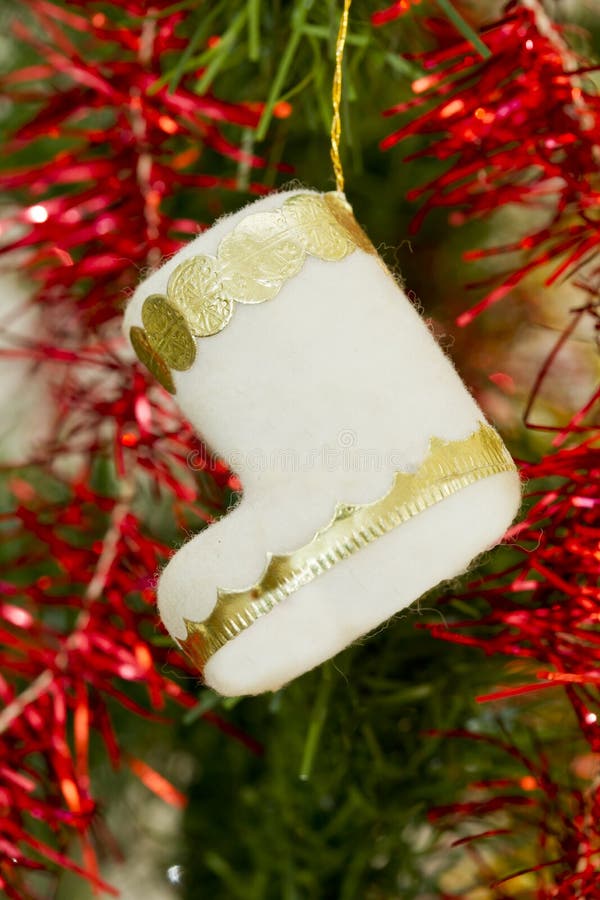 Boot on a Christmas tree stock photo. Image of boot, traditional - 36716236