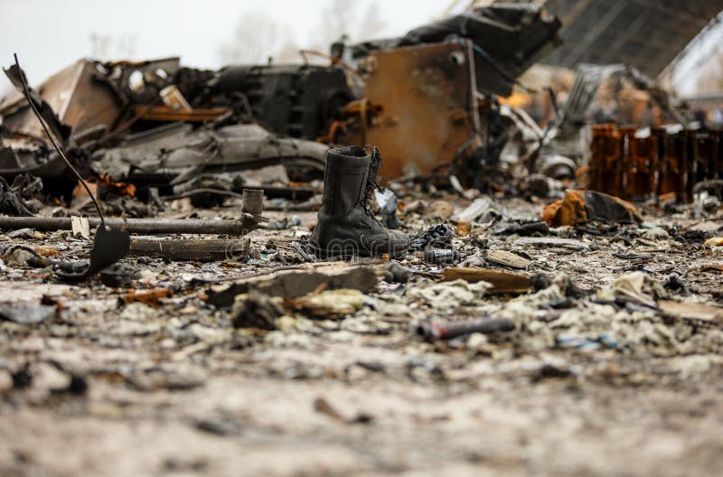 Boot among the Destroyed Armored Vehicles Stock Image - Image of armed ...