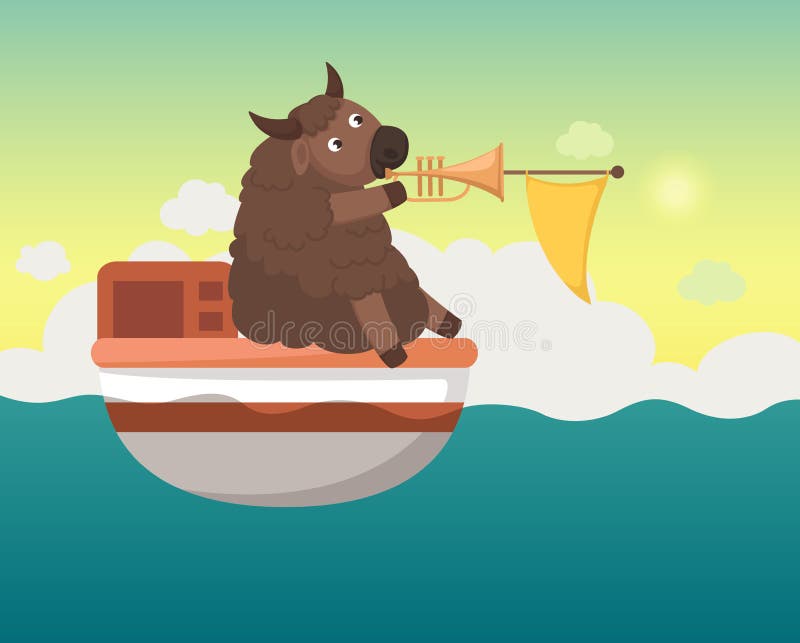 Boot op zee met een jak vector illustratie. Illustration of sport ...