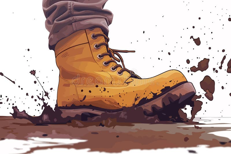 Boot Leaving Footprint in Mud Isolated Stock Vector - Illustration of ...