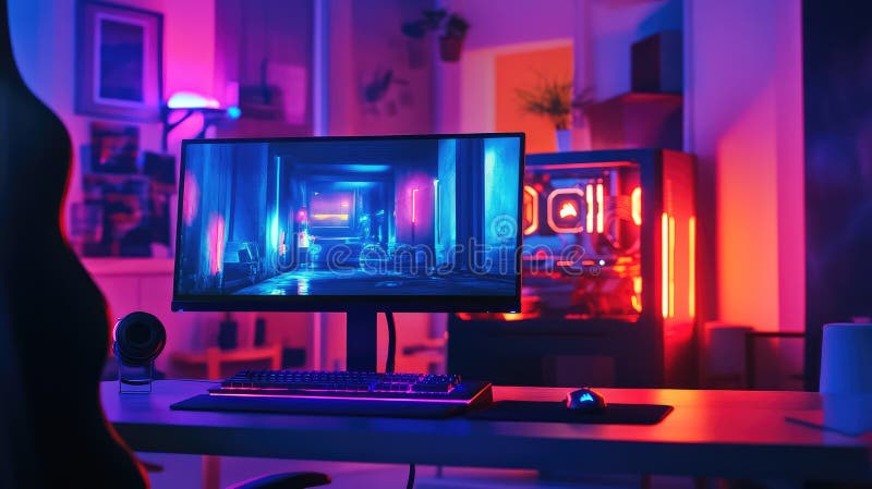 Boot Lighting Up Desktop Computer Stock Illustration - Illustration of ...