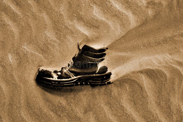 Boot lost in desert stock photo. Image of closeup, shoe - 8642336