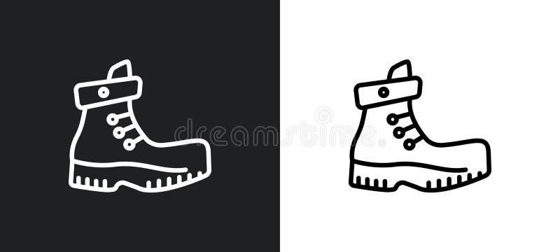 Boot Outline Icon in White and Black Colors. Boot Flat Vector Icon from ...