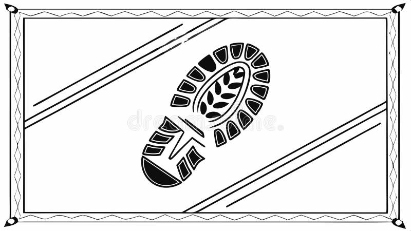 Boot Print or Footprint Inside a Simple Rectangular Frame Vector Design ...