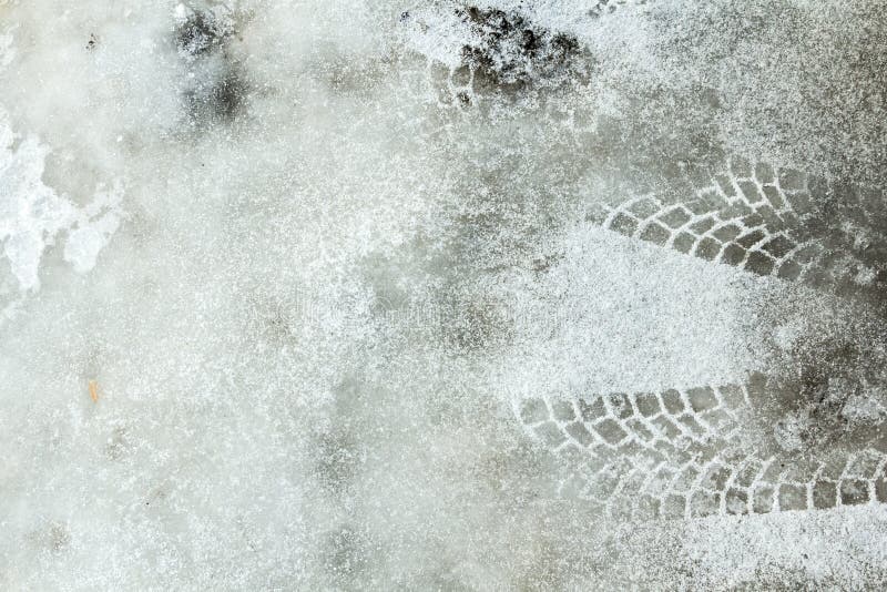 Boot Print and Tyre Track on a Snow Stock Photo - Image of imprint ...