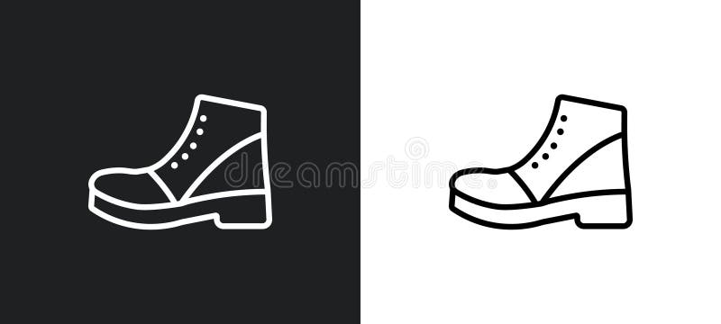 Boot Shoes Outline Icon in White and Black Colors. Boot Shoes Flat ...