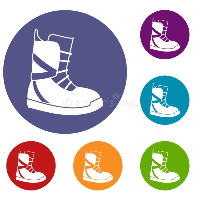 Boot for Snowboarding Icons Set Stock Vector - Illustration of green ...
