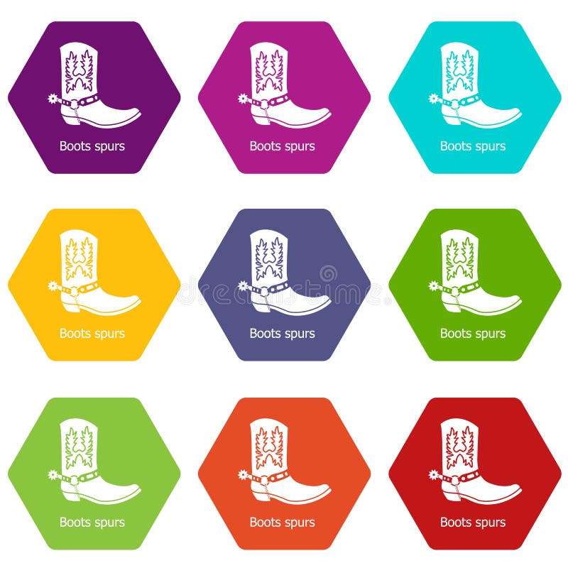 Boot Spurs Icons Set 9 Vector Stock Vector - Illustration of brown ...