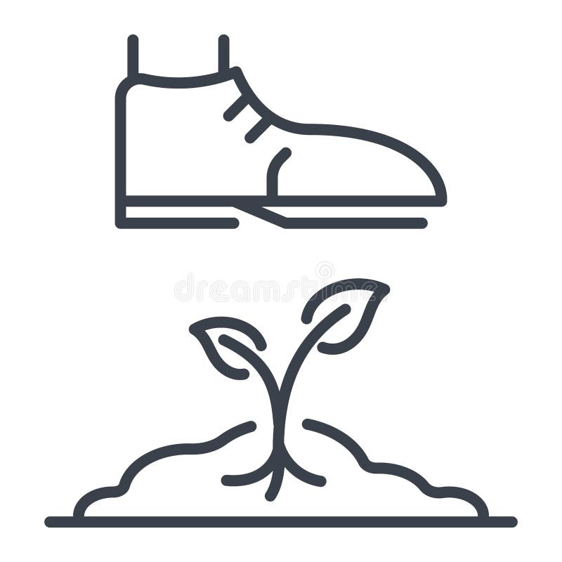 Boot Stepping on a Sprout Growing from the Ground, Vector Isolated Flat ...