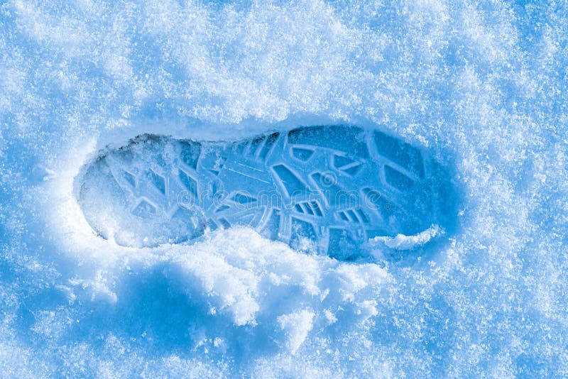 Boot Track on a Snow in Winter. Stock Image - Image of texture, walk ...