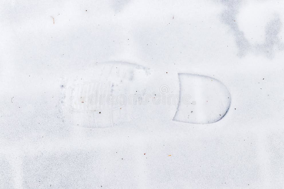 Boot Track on Thin First Snow in Winter Stock Image - Image of cold ...