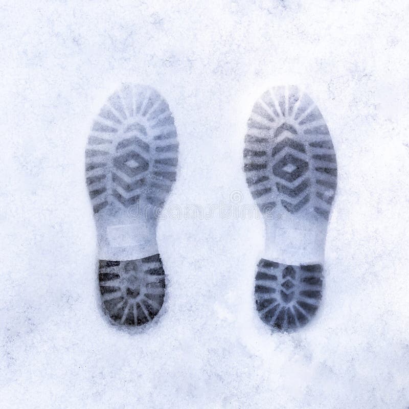 Trail of Shoes in the Snow, Tread in the Snow. Stock Image - Image of ...