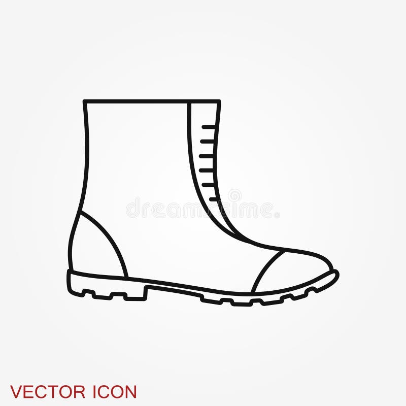 Boot Vector Icon, High Shoe Icon, Working Boot Icon Stock Illustration ...