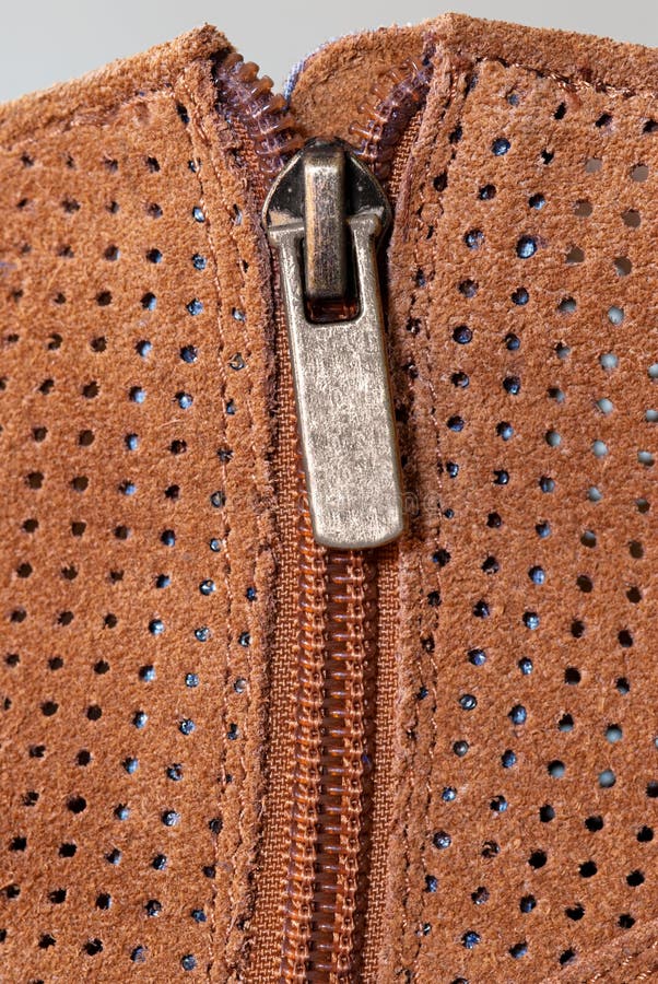 Boot Zipper in Perforated Suede Stock Photo - Image of macro, closeup ...