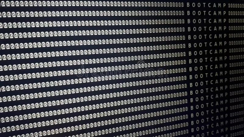 BOOTCAMP Word on Scrolling Software Development Monitor with Binary ...
