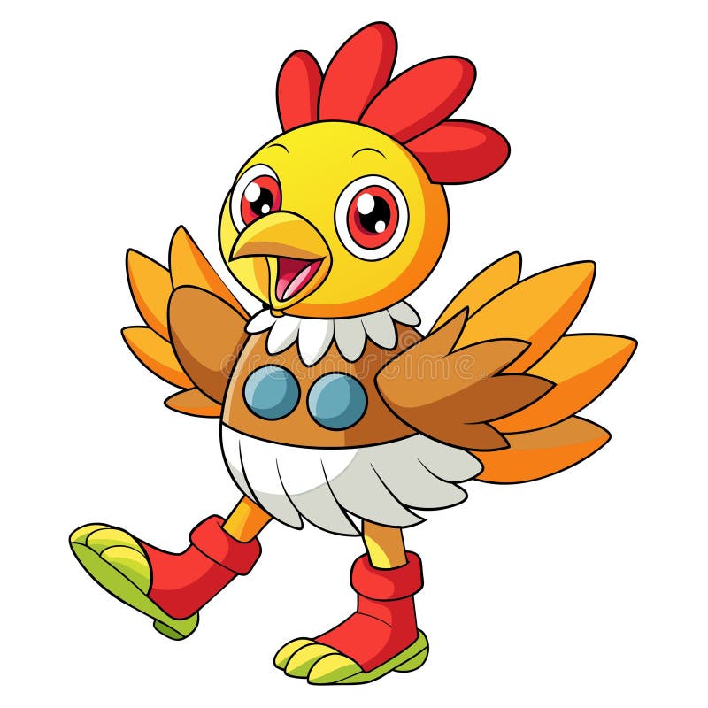 Booted Bantam Chicken Dancing Vector Kawaii Stock Vector - Illustration ...