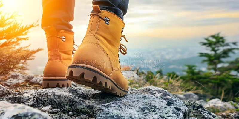 Booted Legs on Rock in Natural Landscape Stock Illustration ...