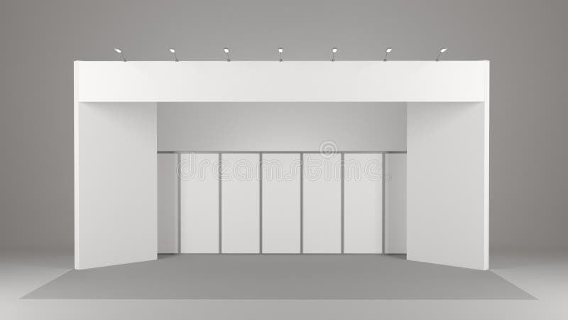 Booth Design in Exhibition with Panels from Front. 3D Rendering Stock ...