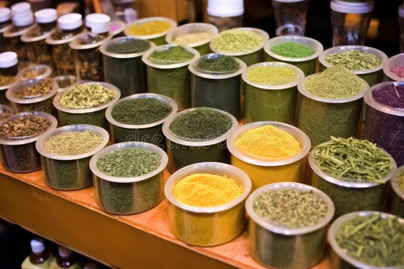 A Booth Selling Various Herbal Teas Stock Image - Image of teas, health ...