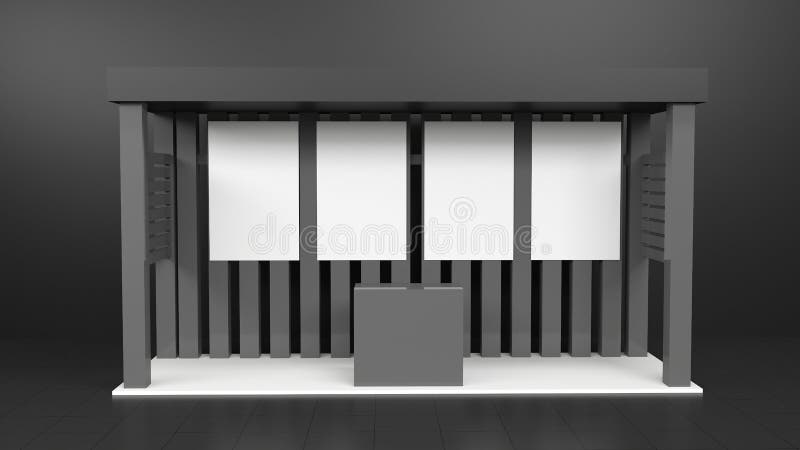 Booth or Stall with Displays. 3D Rendering Stock Illustration ...