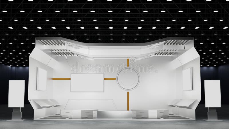 Booth System Stand Display Modern Sci Fi Style Mockup Design for ...