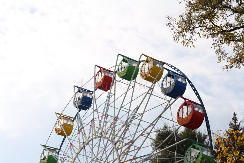 Booths of Ferris Wheel at an Autumn Park. Stock Photo - Image of door ...