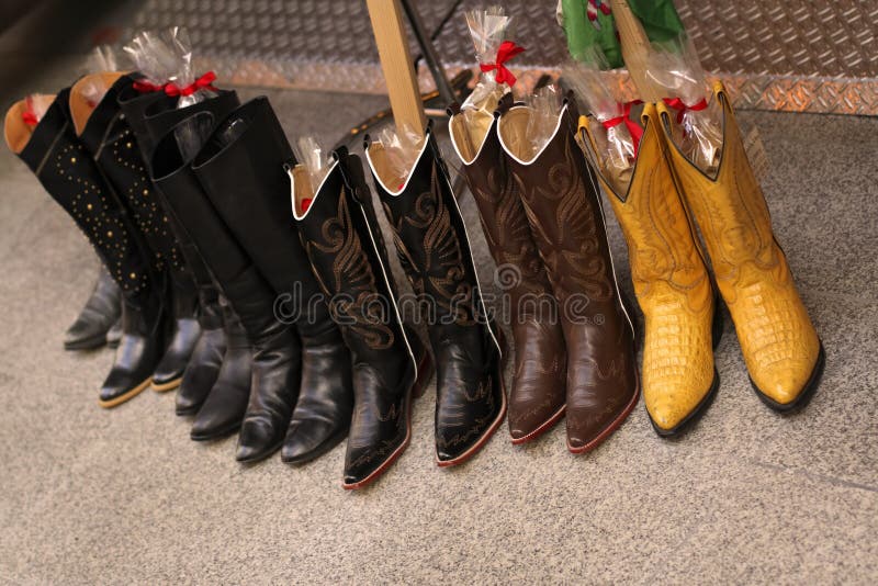 Wall of Cowboy Boots stock photo. Image of retail, santa - 94069260