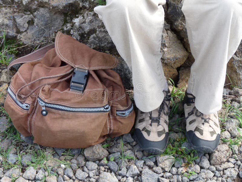 Boots and backpack stock image. Image of active, trekking - 39030381