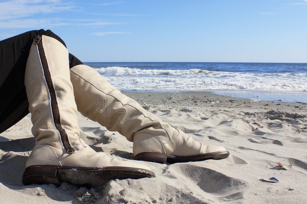 Boots on the beach stock image. Image of person, healthy - 23420285
