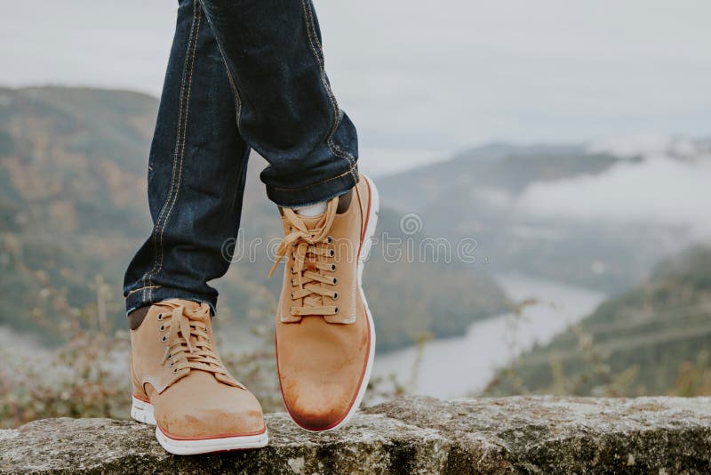 Boots in the Foreground on the Panoramic Stock Image - Image of route ...