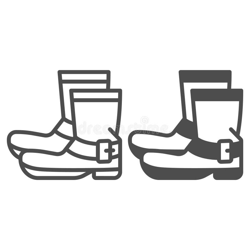 Boots with Forelocks Line and Solid Icon, Footwear Concept. Vector ...
