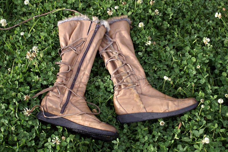 Boots grass stock image. Image of grass, footwear, leather - 12218033