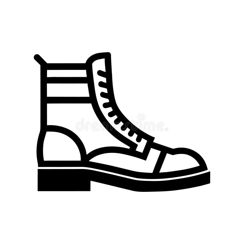 Boots Icon. Black Lace-up Boots in Flat Design Stock Vector ...