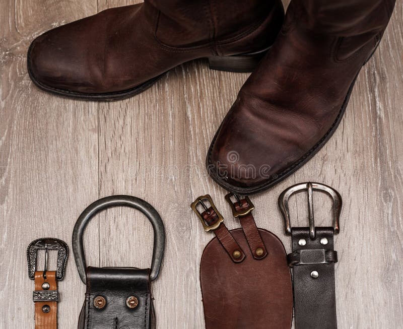 Boots and leather belt stock photo. Image of horizontal - 86107826