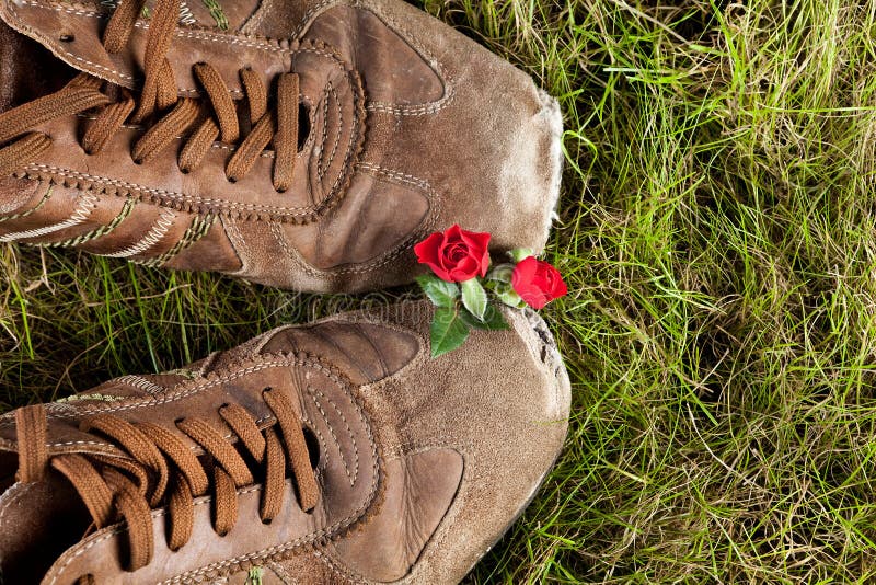 Boots in love stock photo. Image of shoe, worn, rose - 12235632