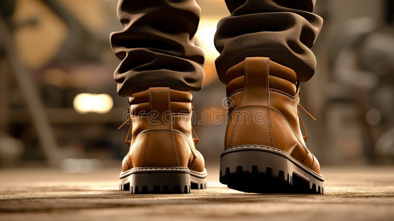 Boots Safety Worker at Construction Site. Back View Stock Illustration ...