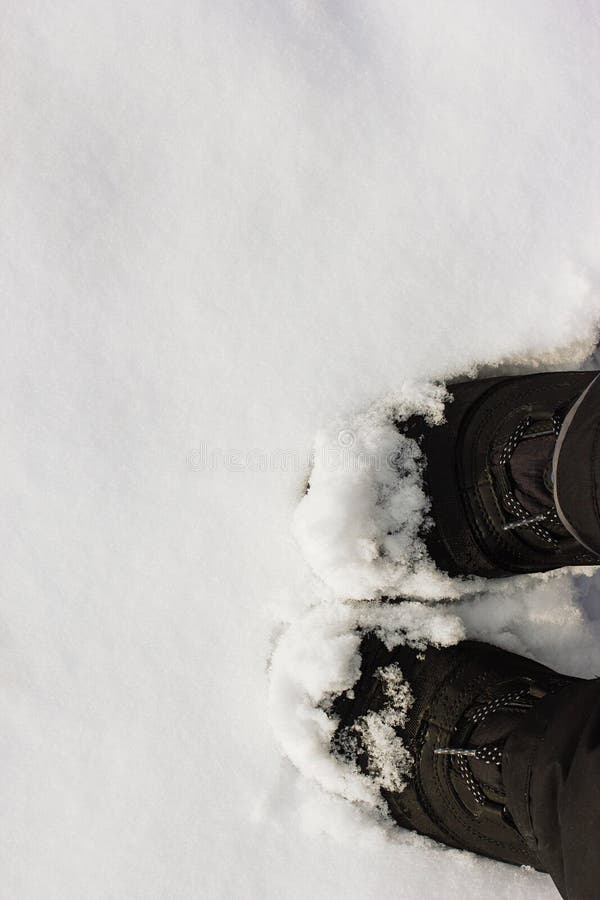 Boots in the snow stock image. Image of human, deep, frost - 67683577
