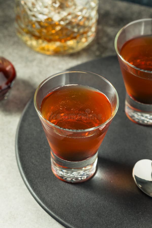 Boozy Bourbon Whiskey Manhattan Cocktail Stock Image - Image of bourbon ...