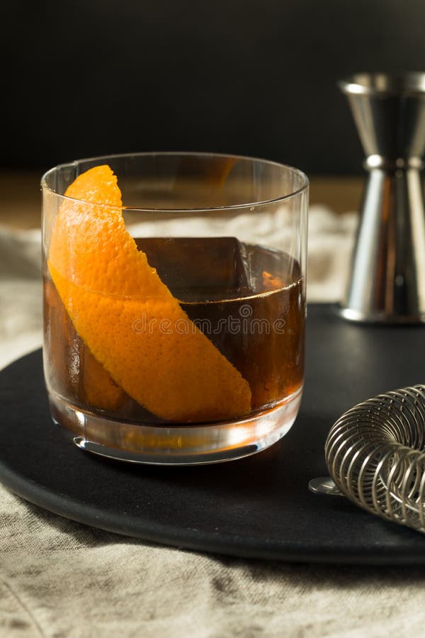 Boozy Coffee Old Fashioned Cocktail Stock Image - Image of bourbon ...