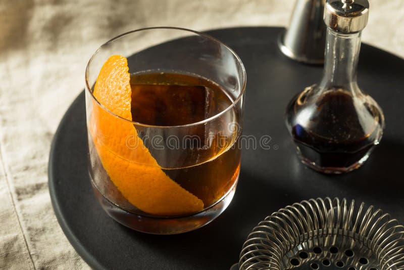 Boozy Coffee Old Fashioned Cocktail Stock Image - Image of bourbon ...
