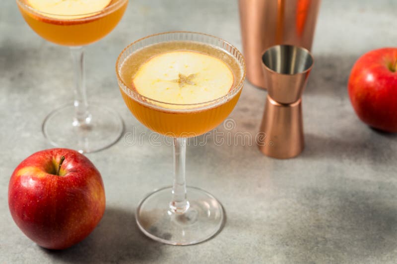 Boozy Cold Autumn Apple Cider Martini Cocktail Stock Image - Image of ...
