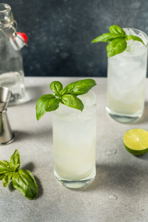 Boozy Cold Basil Highball Cocktail Stock Photo - Image of cold, green ...