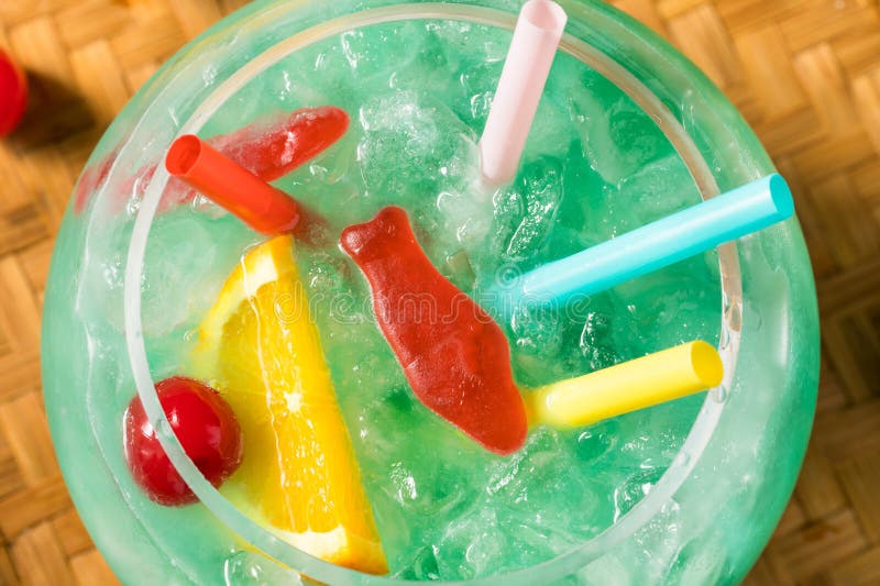 Boozy Cold Blue Tiki Fishbowl Cocktail Stock Photo - Image of aloha ...