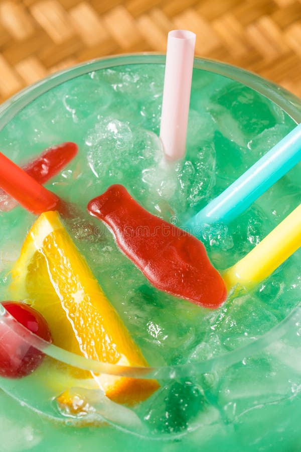 Boozy Cold Blue Tiki Fishbowl Cocktail Stock Image - Image of fishbowl ...
